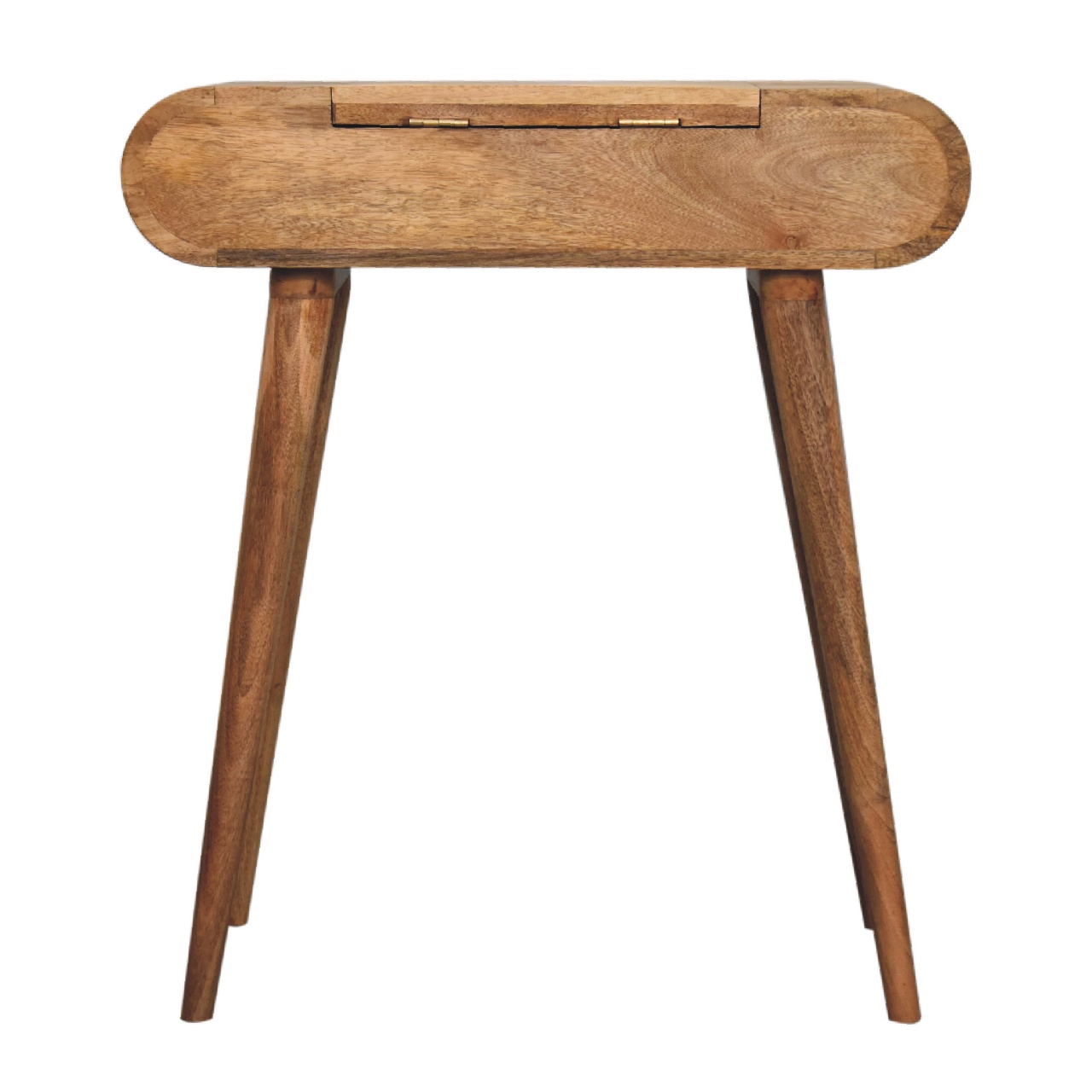 Oak Toned Mini Round Dressing Table – Nordic Foldable Mirror