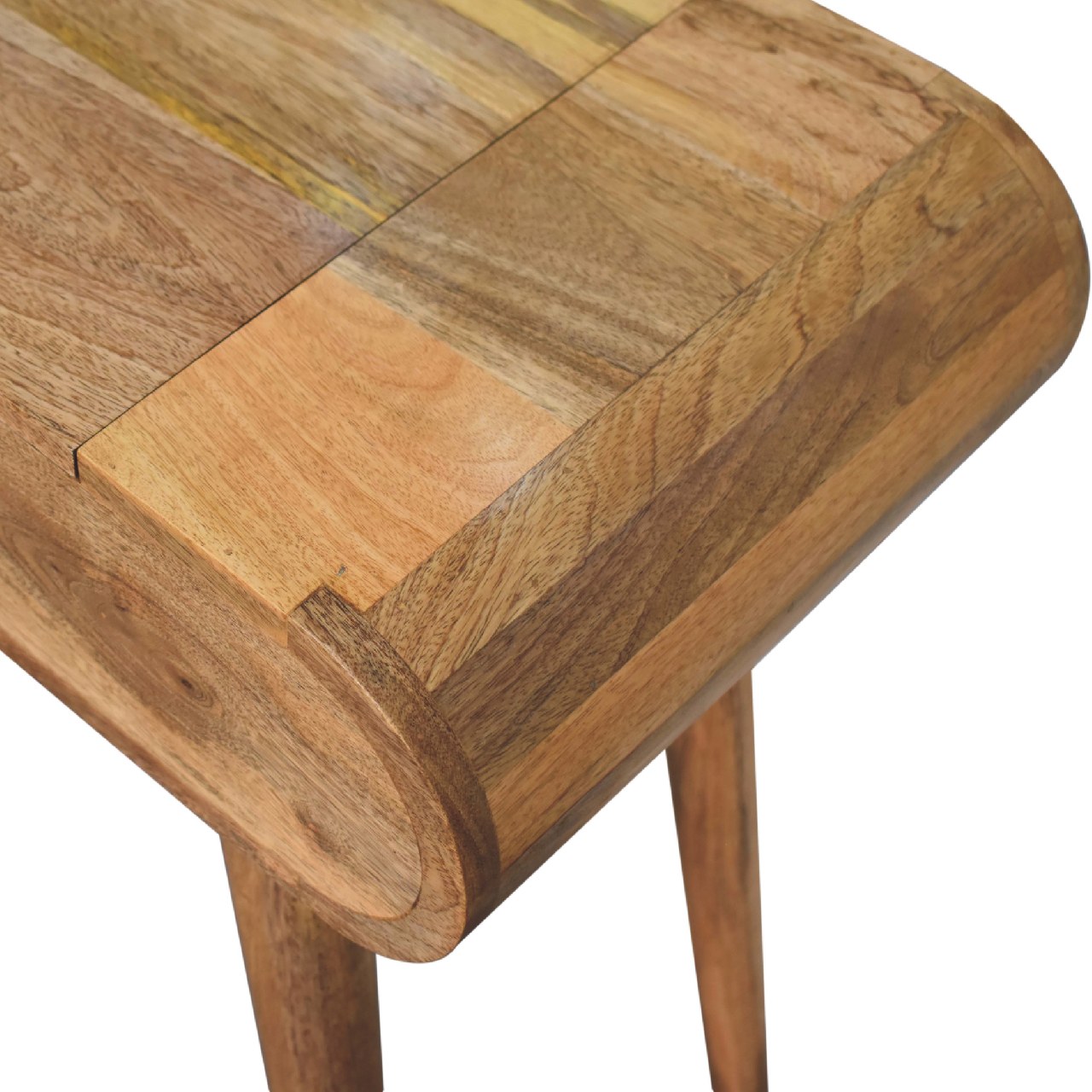Oak Toned Mini Round Dressing Table – Nordic Foldable Mirror